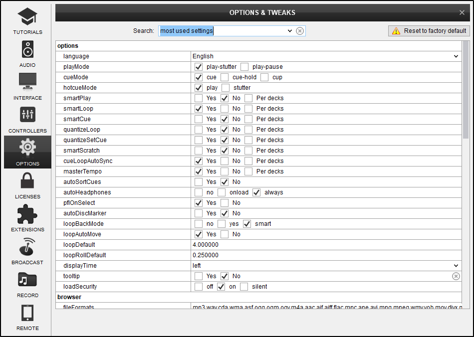 DJ Software - VirtualDJ - User Manual - Settings - Options DJ Software - VirtualDJ - User Manual - Settings - Options