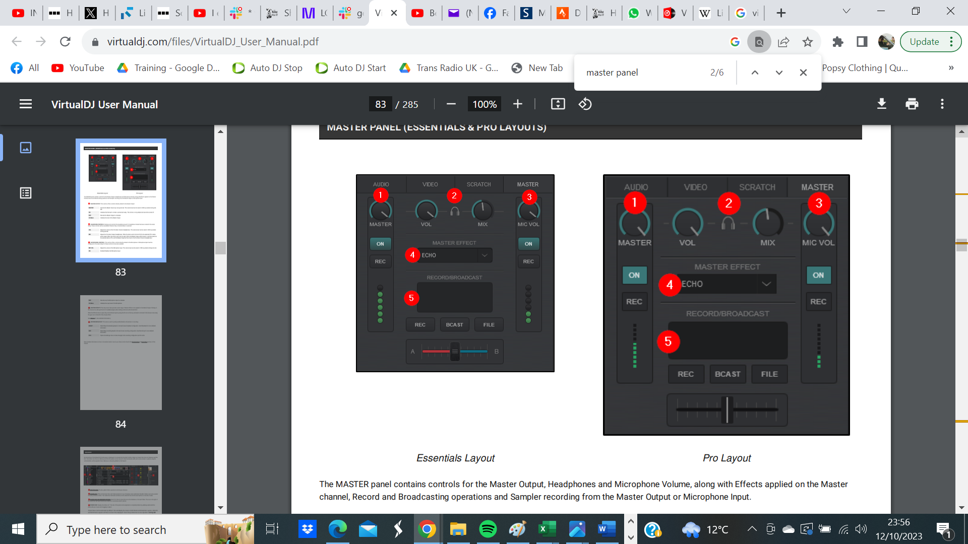 VirtualDJ - Master panel